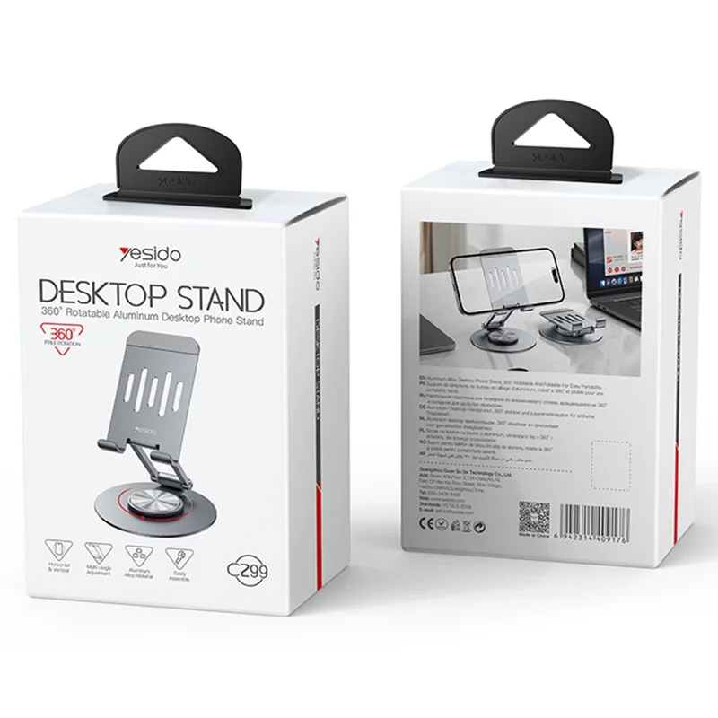 YESIDO C299 360° Rotatable Aluminium Desktop Phone Stand - AppleMe
